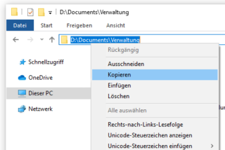 Pfad im Explorer schneller und als vollständigen UNC-Pfad kopieren