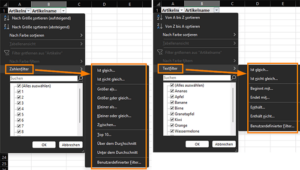 Excel: Filter setzen - Filter einfügen in Excel-Tabelle